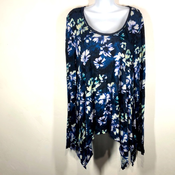 Simply Vera Vera Wang | Tops | Simply Vera Vera Wang Blue Floral Long ...